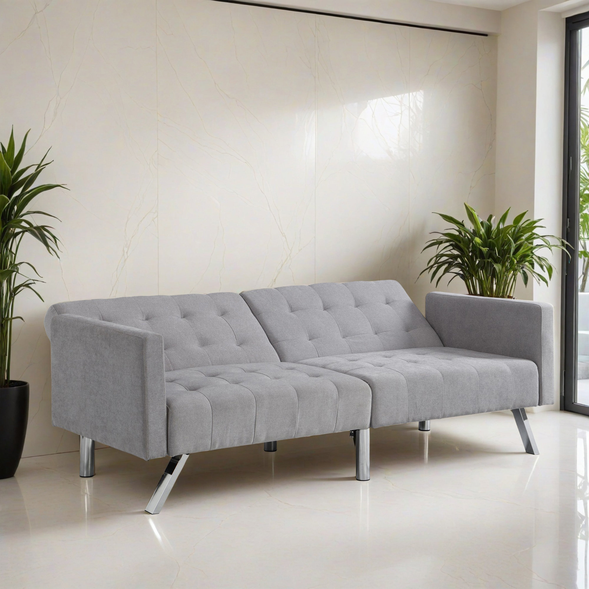 Ebern Designs 74.82" Wide Convertible Upholstered Reclining Sleeper Sofa Bed | Wayfair